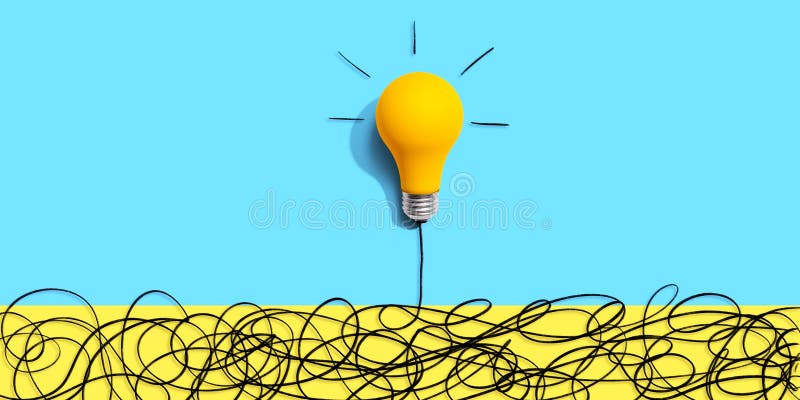 Clarifying Complex Ideas Theme with Light Bulb Stock Image - Image of ...