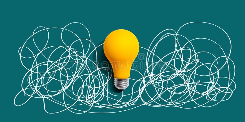 Clarifying Complex Ideas Theme with Light Bulb Stock Photo - Image of ...