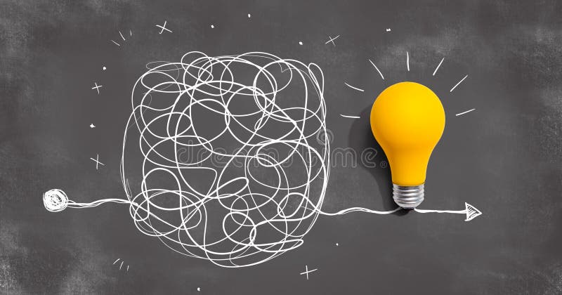 Clarifying Complex Ideas Theme with Light Bulb Stock Image - Image of ...