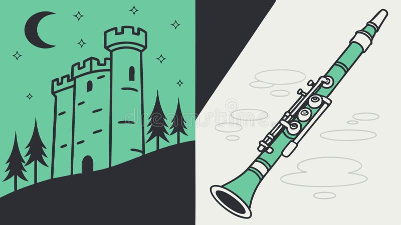 Clarinet in Abstract Geometric Background, Vector Design Generative AI ...