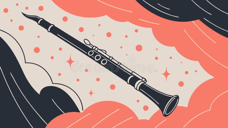 Clarinet on Abstract Waves, Music Flow, Dynamic Art, Vector Design ...