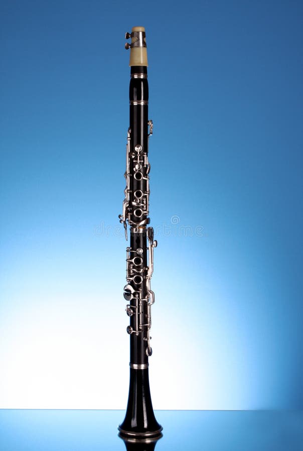 Clarinet on Blue Background Stock Image - Image of keys, wood: 17862267