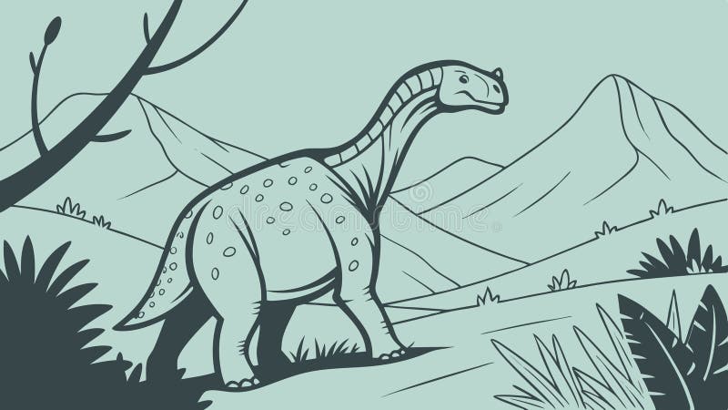 Clarinet and Dinosaur in a Mountain Landscape, Vector Design Generative ...