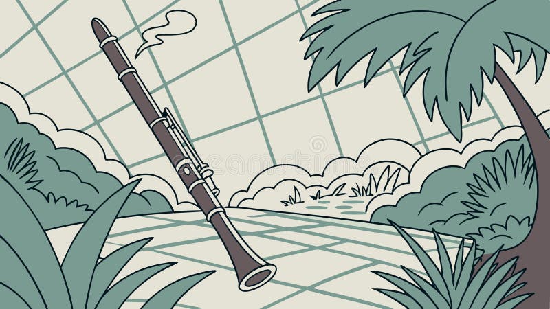 Clarinet in Futuristic Interior with Large Windows and Lush Views ...