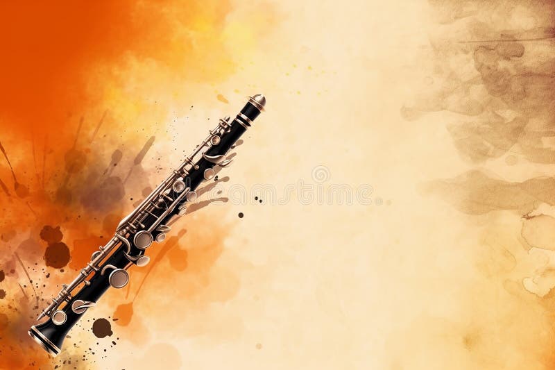 Clarinet, Music Instrument Illustration Orange Background Stock ...