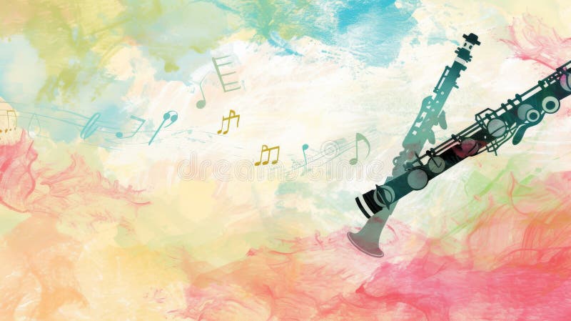 Clarinet and Music Notes on Abstract Background Stock Image - Image of ...