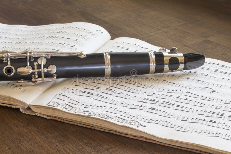 Clarinet and musical score stock image. Image of method - 60224149