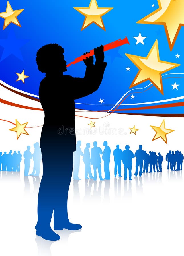 Clarinet Player on Patriotic Background Stock Illustration ...