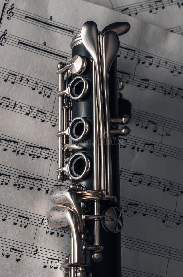 Clarinet with Sheet Music,close Shot of Clarinet with Sheet Music ...