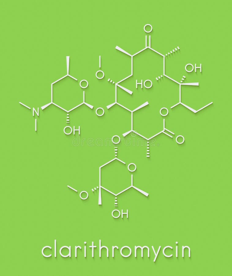 Clarithromycin Antibiotic Drug Macrolide Class Molecule. Skeletal ...