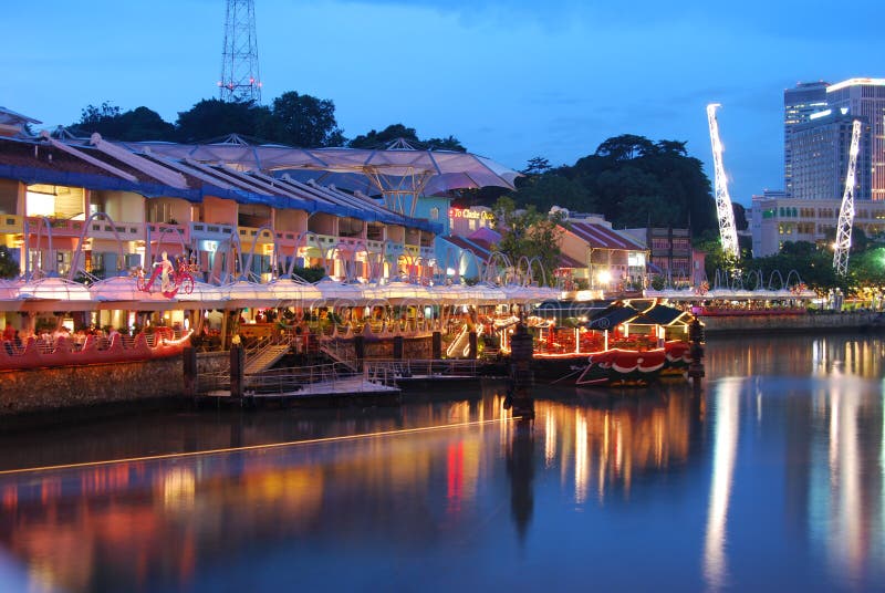 Clarke Quay at Singapore River Stock Image - Image of riverfront, dine ...