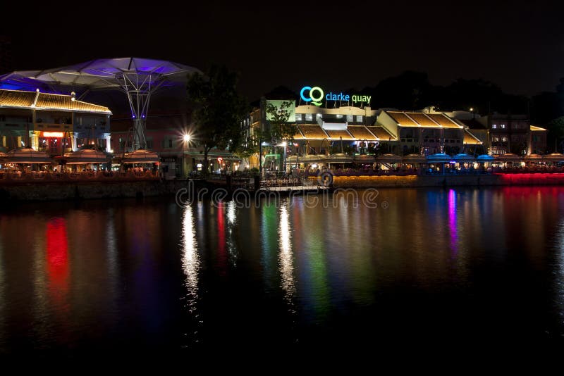 Clarke Quay Riverside Point at Night Editorial Photo - Image of crowded ...