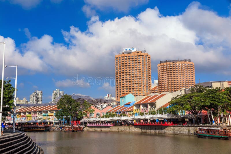 Clarke Quay, Singapore stock photo. Image of pier, financial - 55225544