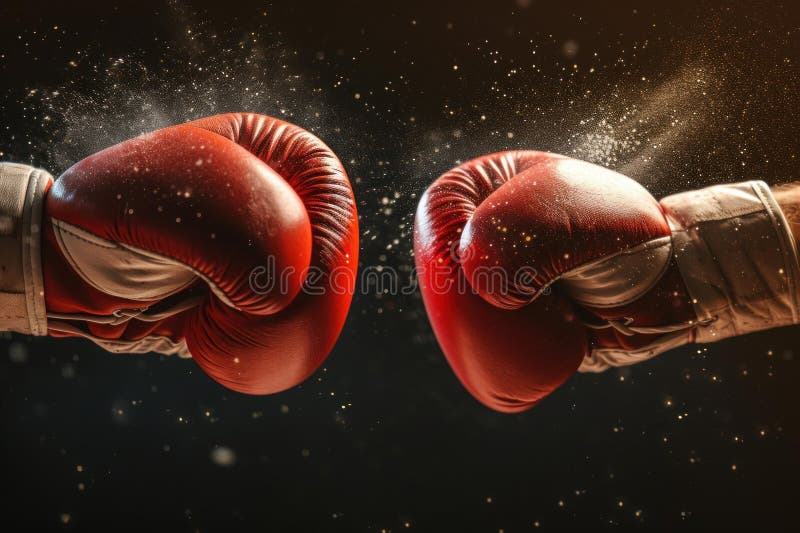Clash of Boxing Gloves in Dynamic Motion Stock Image - Image of ...