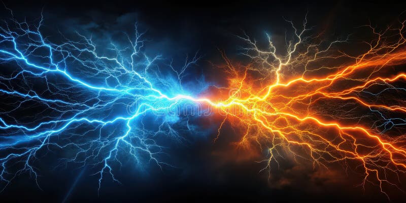 Clash of Elemental Forces a Dramatic Display of Blue and Orange ...