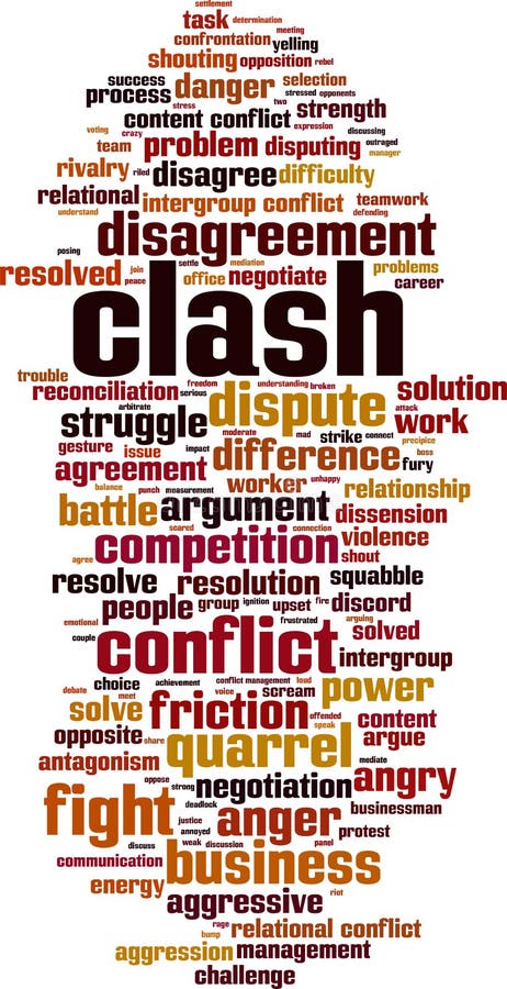Clash word cloud concept stock vector. Illustration of disagreement ...