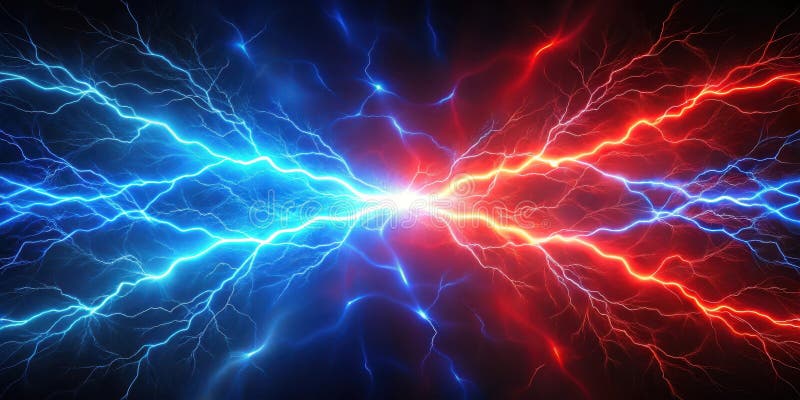 Clashing Electrical Currents a Dramatic Abstract Image of Blue and Red ...
