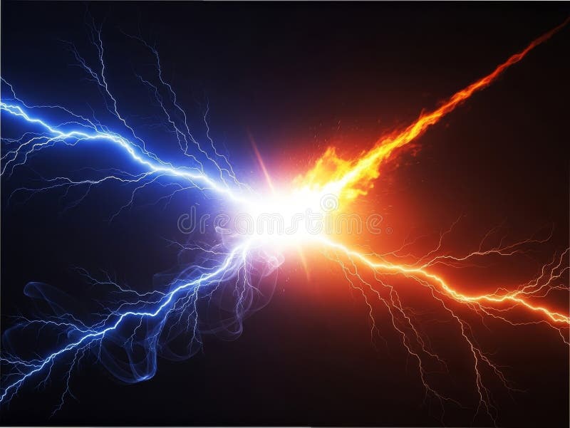 Clashing Elements Fire Lightning Energy Power Stock Illustration ...
