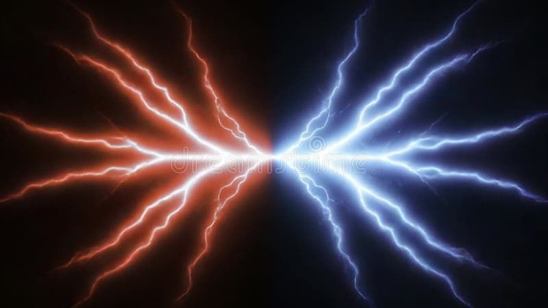 Clashing Energy: Red and Blue Plasma Lightning Collision Stock Video ...