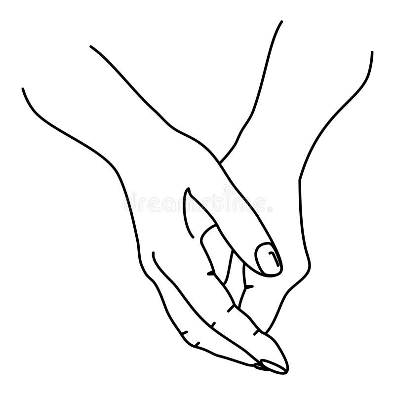 Clasped Hands Line Art Vector Stock Illustration - Illustration of ...