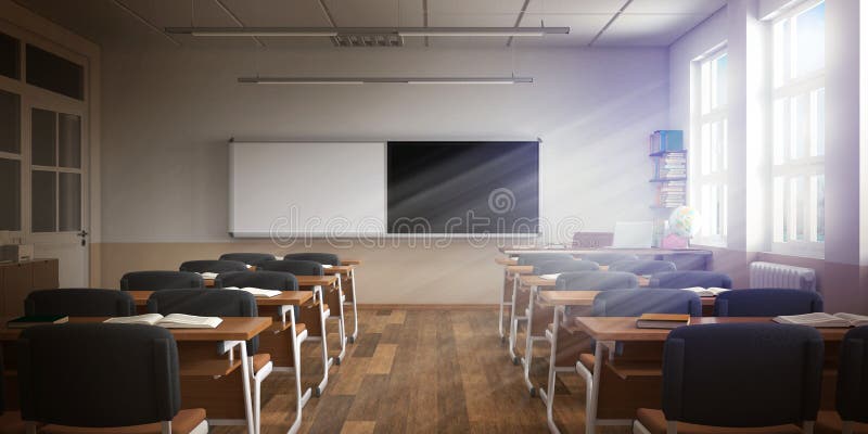 Clasroom front view. stock illustration. Illustration of front - 232488441