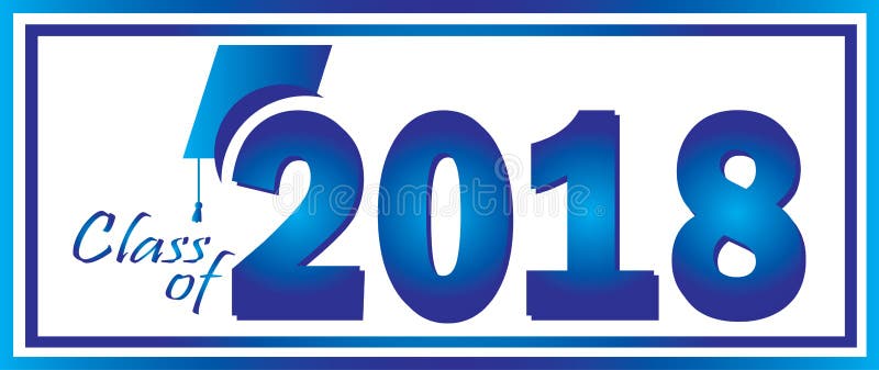 Blue Class of 2018 with Cap and Diploma Stock Illustration ...