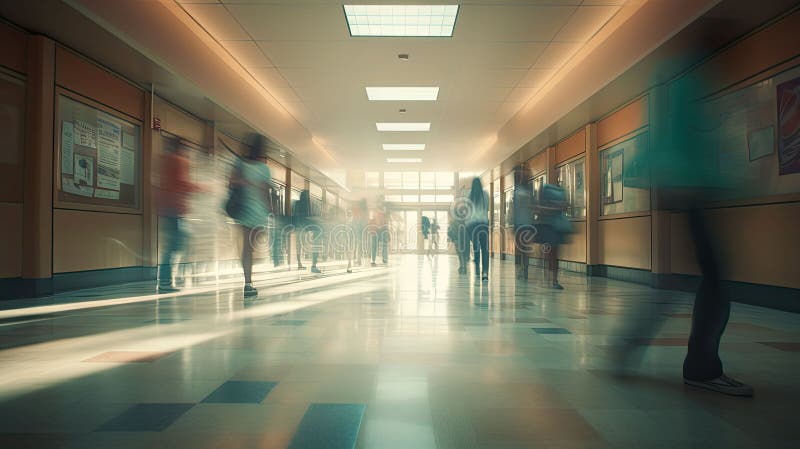Class Blurred High School Interior Stock Illustration - Illustration of ...