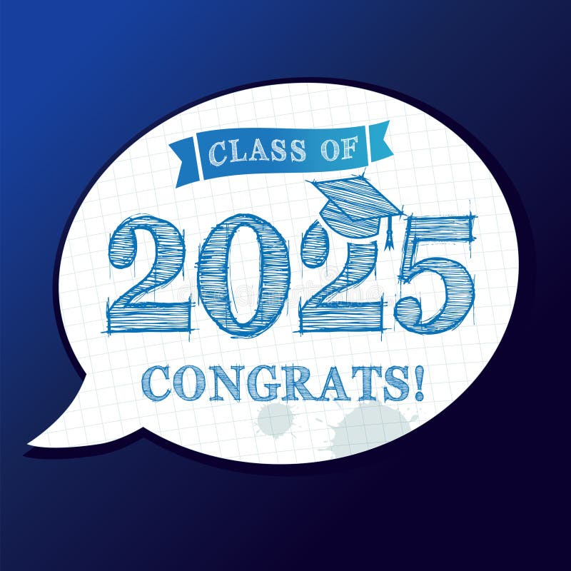 Class of 2025 Chalk Drawing Logo in Bubble Chat Stock Illustration ...