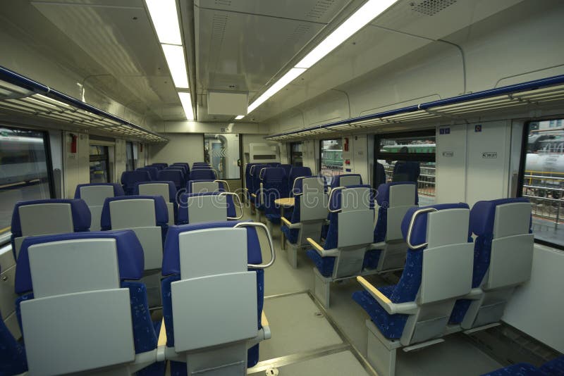 2 Class Compartment of the Wagon of Commuter Train, Seats and Doors, Nobody Stock Photo - Image ...