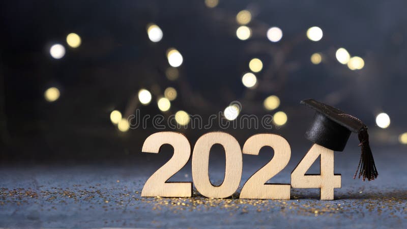 Class of 2024 Concept. Number 2024 with Graduation Cap and Bokeh Lights ...