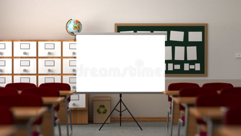 Class Concept with Projector.3D Render. Stock Illustration ...
