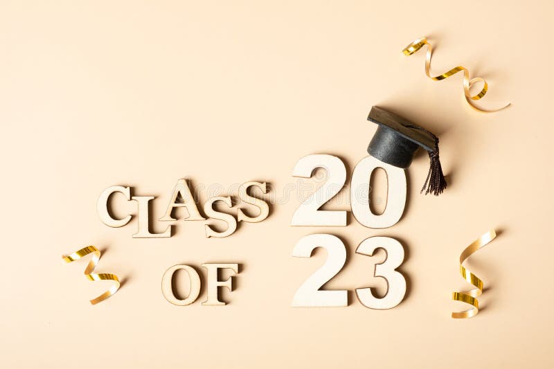 Class of 2023 Concept. Wooden Number 2023 with Graduated Cap on Beige ...