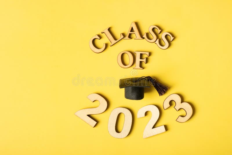 Class of 2023 Concept. Wooden Number 2023 with Graduated Cap on Colored ...