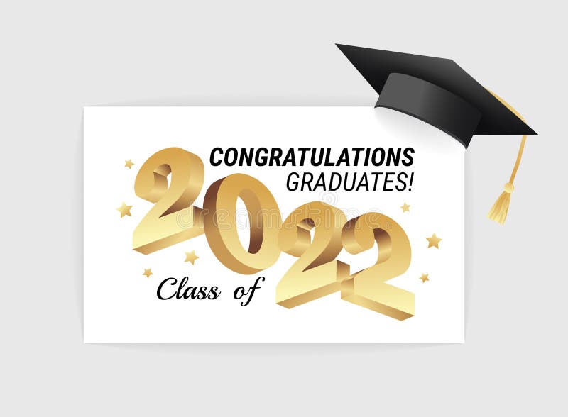 Class of 2022. Congratulations Graduates Gold Graduation Concept with ...