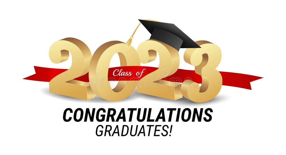 Class of 2023. Congratulations Graduates Gold Graduation Concept with ...