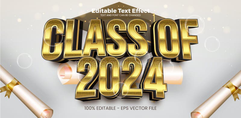 Class of 2024 Editable Text Effect in Modern Trend Style Stock Vector ...