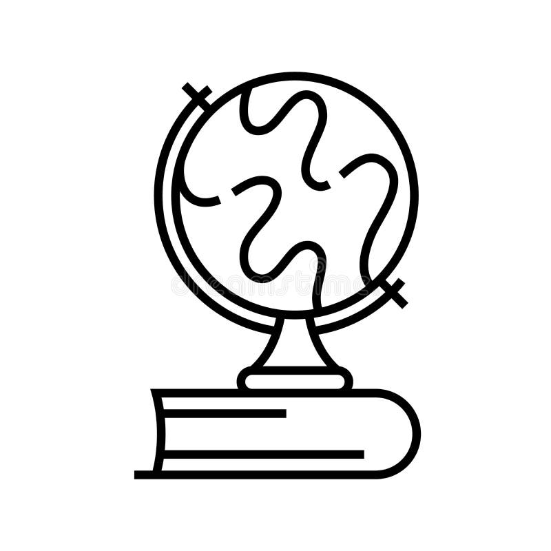 Class Globe Line Icon, Concept Sign, Outline Vector Illustration ...