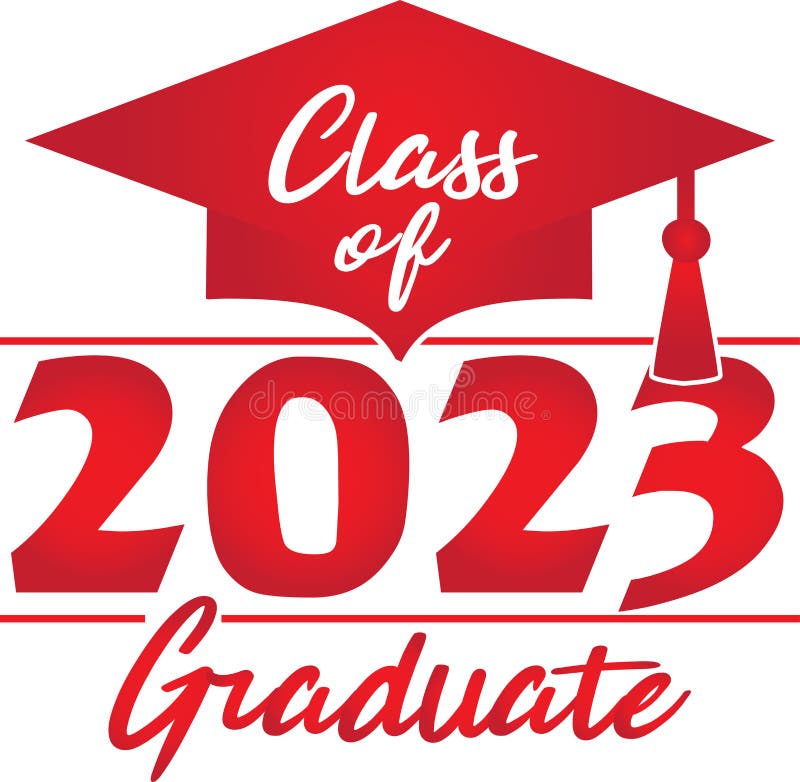 Class of 2023 Graduate Red Graphic Stock Illustration - Illustration of ...