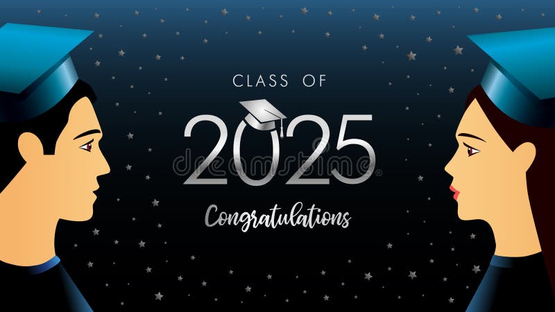 Class of 2025, Graduate Students with Square Academic Cap Stock ...