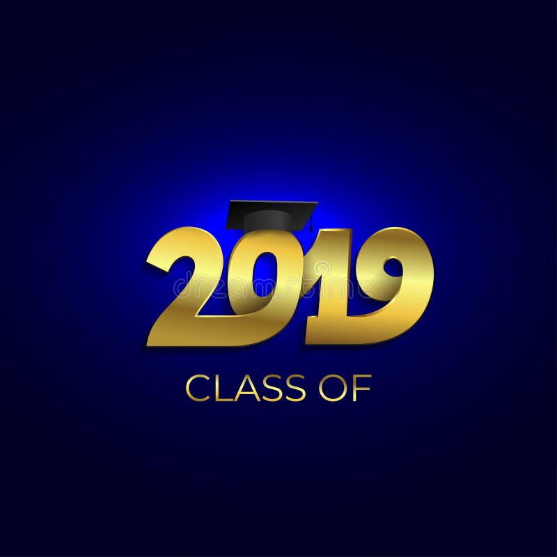 Class of 2019 with Graduation Cap. Text Design Pattern. Vector ...