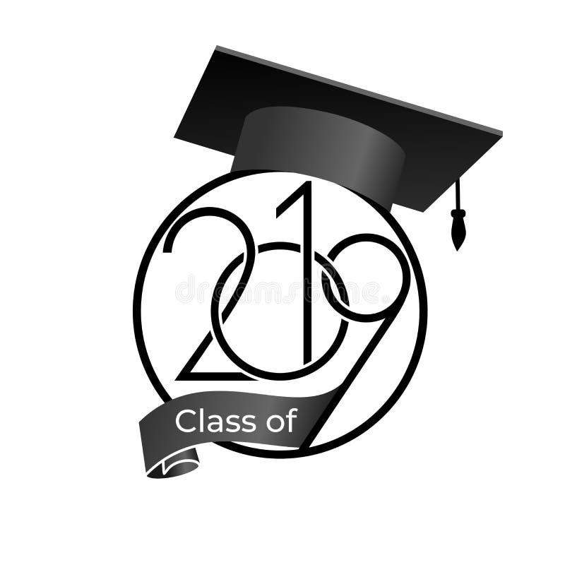 Class of 2019 with Graduation Cap. Text Design Pattern. Vector ...