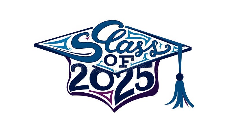 Class of 2025 Graduation Cap Typography Design, Elegant Class of 2025 ...