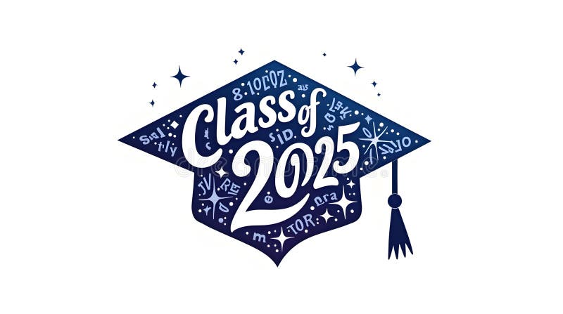 Class of 2025 Graduation Cap Typography Design, Elegant Class of 2025 ...