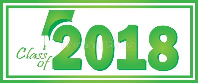 Class of 2018 Green stock illustration. Illustration of graduation ...