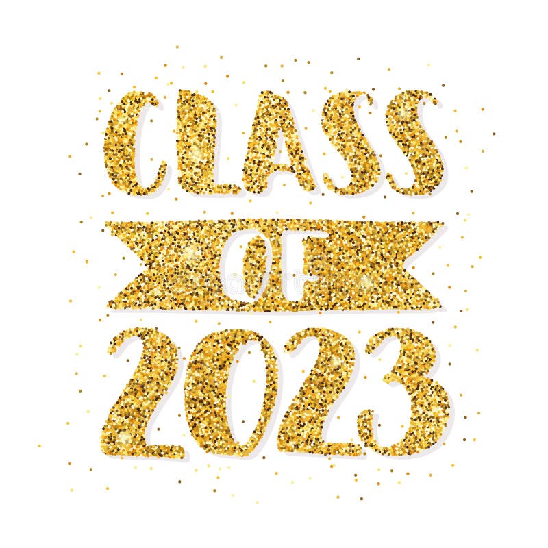 Class Of 2023 Gold Lettering Graduation 3d Logo With Black Ribbon