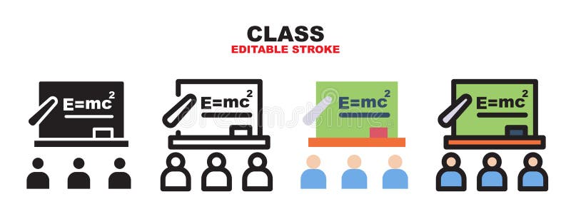 Class Icon Set with Different Styles. Editable Stroke and Pixel Perfect ...