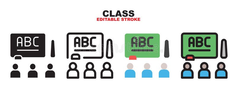 Class Icon Outline Line Lineal or Linear on Black Background Stock ...