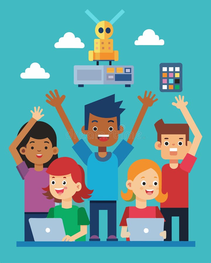 A Class of Kids Eagerly Raise Their Hands As they Experiment with ...