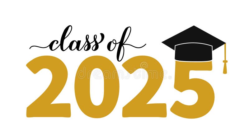 Class of 2025 Lettering with Graduation Hat Isolated on White ...