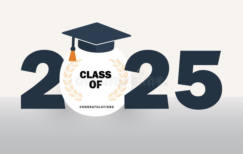 Class of 2025 Logo with Diploma, Laurel Wreath and Graduation Cap Stock ...